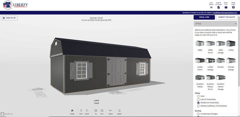 Liberty Storage Design Tool - Blessed Buildings & Tiny Homes in ...